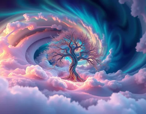 InspirePix | D fractal tree vortex aurora borealis digital clouds