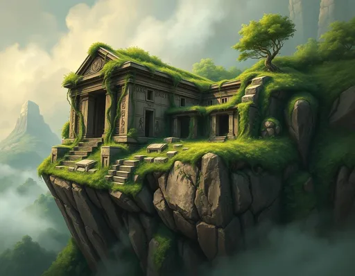 InspirePix | Ancient temple cliffside vegetation vines hieroglyphics ...