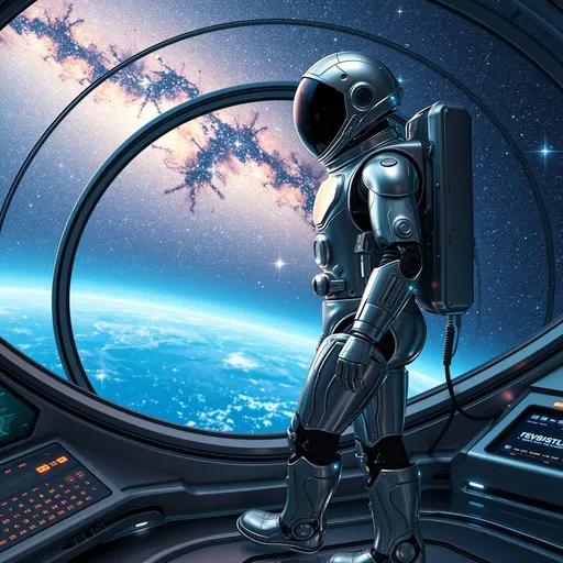 InspirePix | Robot astroonaut in space dome galaxy