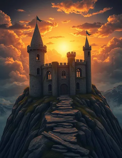 InspirePix | Abandoned castle sunset mountain moss ivy