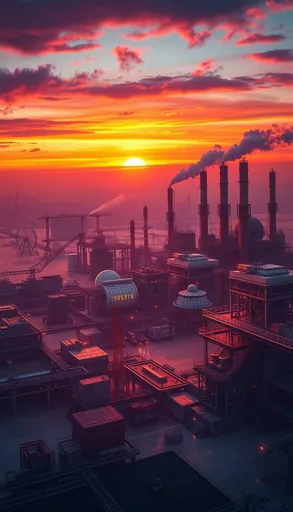 InspirePix | Future industrial sunset factory sunset pollution