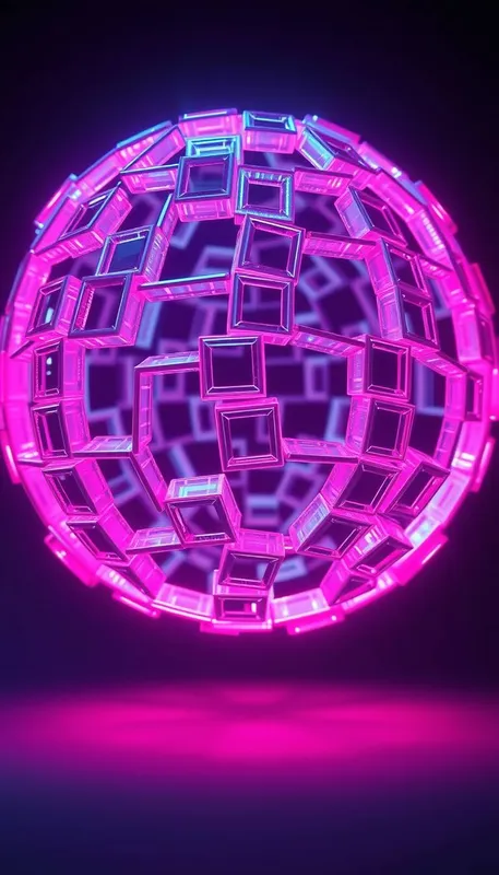 InspirePix | Futuristic tetris sphere rgb pink blue gradient background