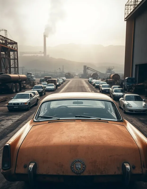 InspirePix | Classic car factory mist dirt logo rolling hills factory ...