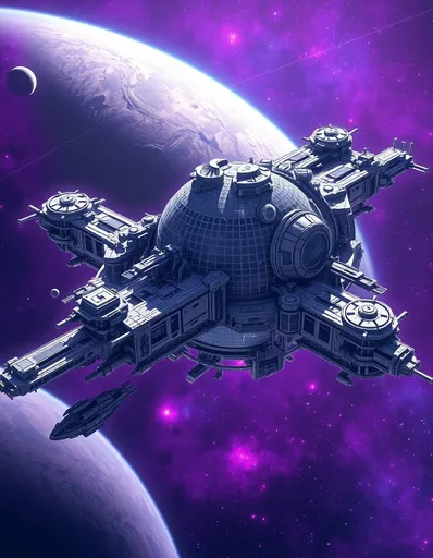 InspirePix | Modern gothic space station glass domes nebula alien ship