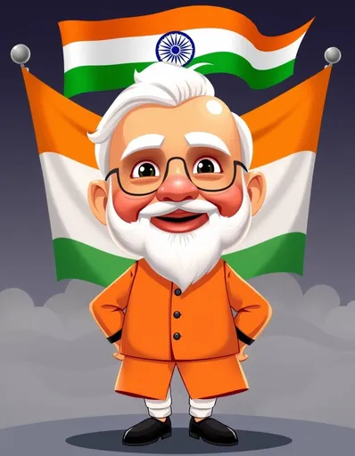 InspirePix | Modi cartoon illustration bold outfit indian flag