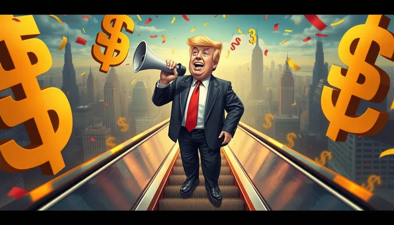 InspirePix | Trump megaphone escalator gold dollar confetti new york ...