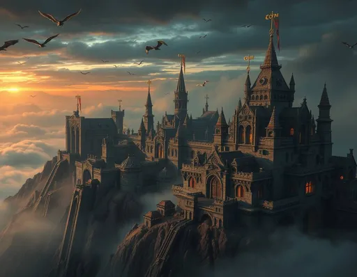 InspirePix | Medieval volcano fantasy mist shrouded carvings runes ...