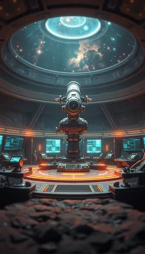 InspirePix | Futuristic lab aliens telescope starry backdrop