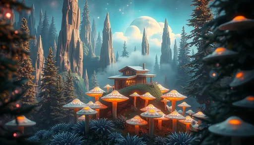 InspirePix | Mystical glowing forest crystal spires iridescent ...