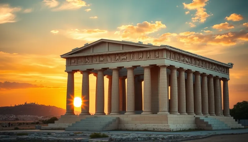 InspirePix | Ancient greek temple doric columns sunset ruins