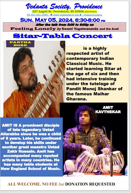 Sitar and Tabla Concert – Vedanta Society of Providence