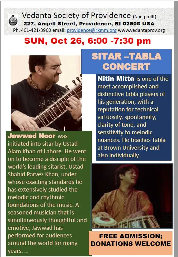 Sitar Tabla Concert – Vedanta Society of Providence