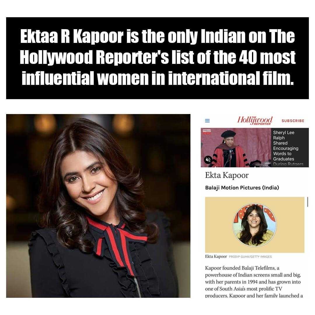 Ekta Kapoor - Only Indian Women On The List Of 40 Most Influential ...