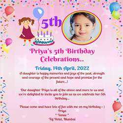 70+ Best Daughter's Birthday Party Invitation