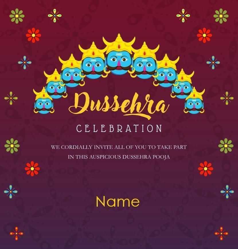 Online Navratri and Dussehra Invitations Card Templates, Messages And ...