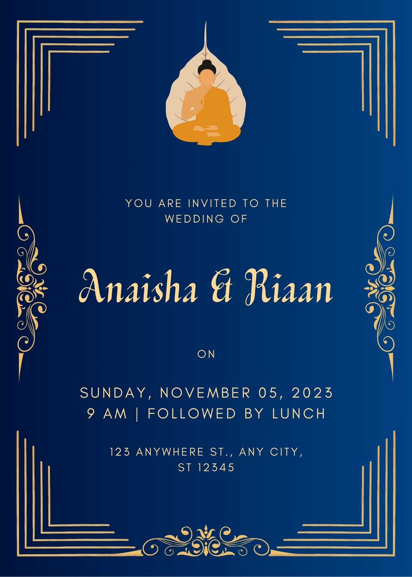 50+ Buddhist Wedding Card Invitations, Messages and Templates