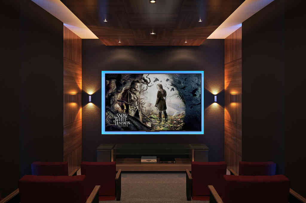 Shahada Bunglow Home Theater Wooden Wall Paneling by JM: The Design ...