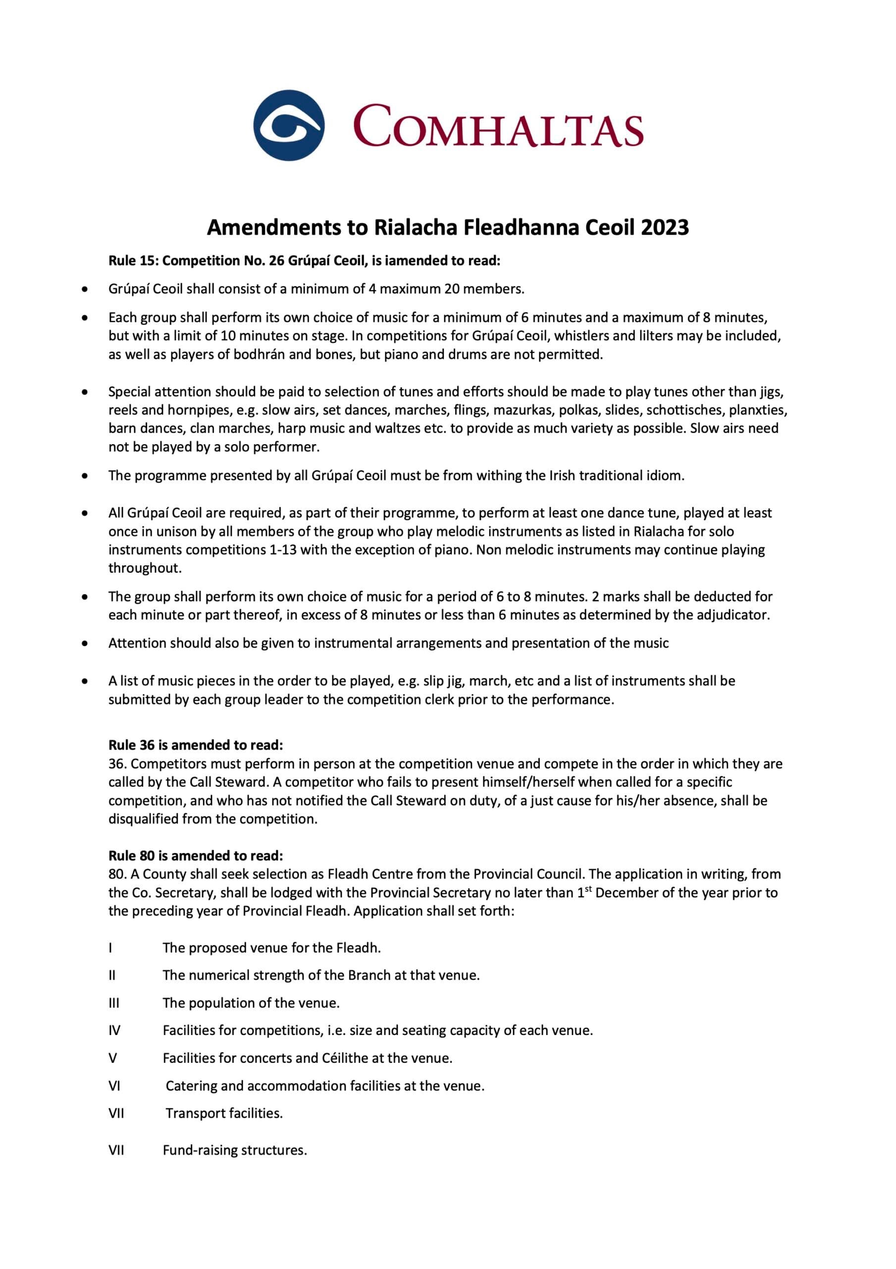 2024 Rialacha Fleadhanna Ceoil / Clár an gComórtas - Comhaltas ...