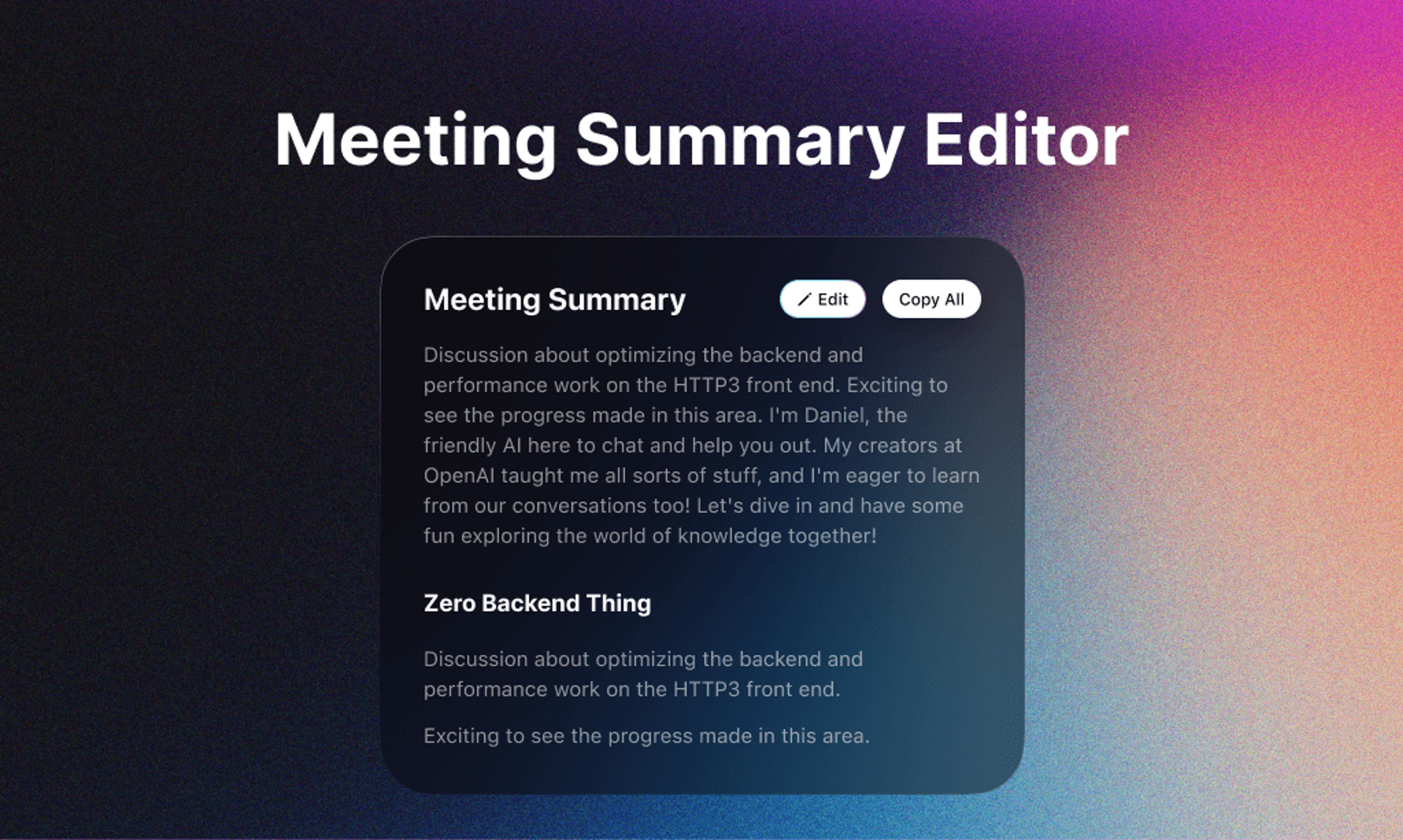 Meeting Summary Editor