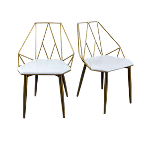 Pair of Geometric Dining Chairs - Kashew