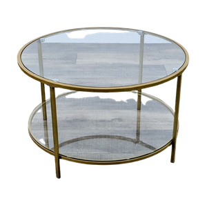 Two Tier Glass Coffee Table - Kashew