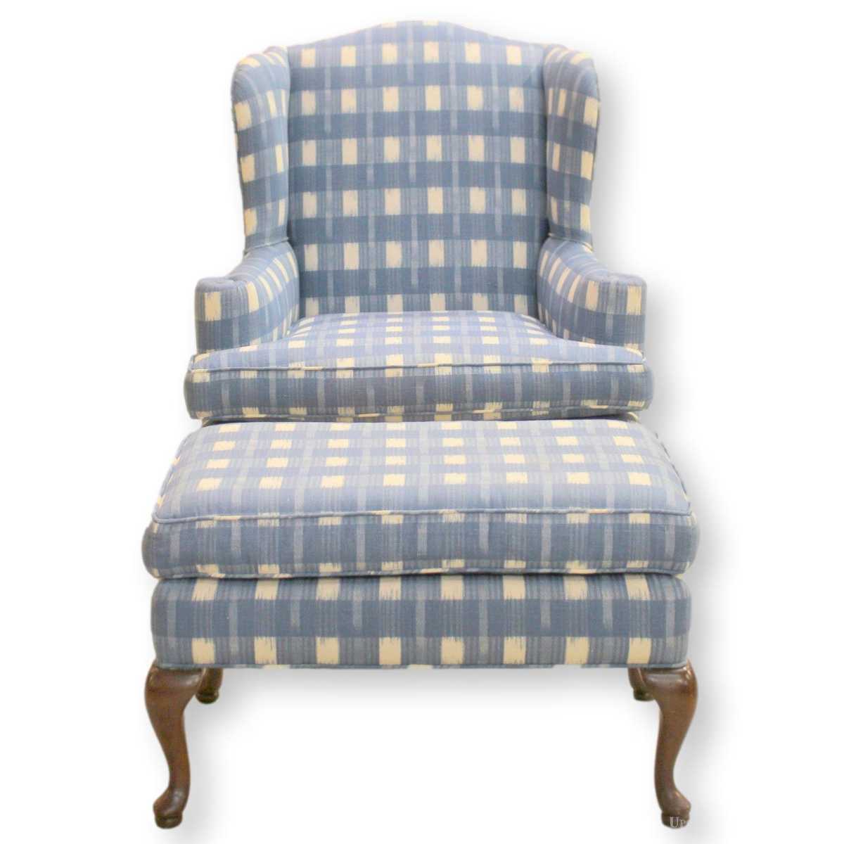 Gingham wingback chair store