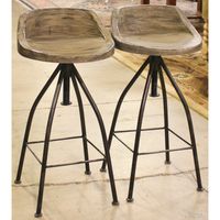 Uttermost Pair of Rustic Adjustable Bar Stools - Kashew