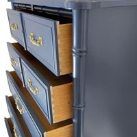 Henry Link Tallboy Dresser Painted Navy Blue & Gold - Vintage Bali Hai ...