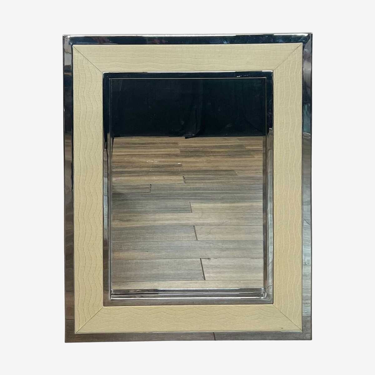 Modern Wall Mirror with Faux Alligator Hide and Metal Frame - $19 ...