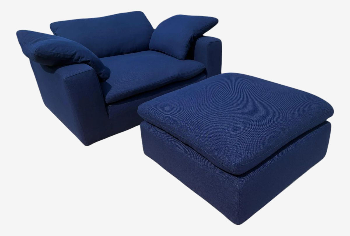 Restoration Hardware Cloud® Luxe Chair-and-a-Half & Ottoman in Navy ...