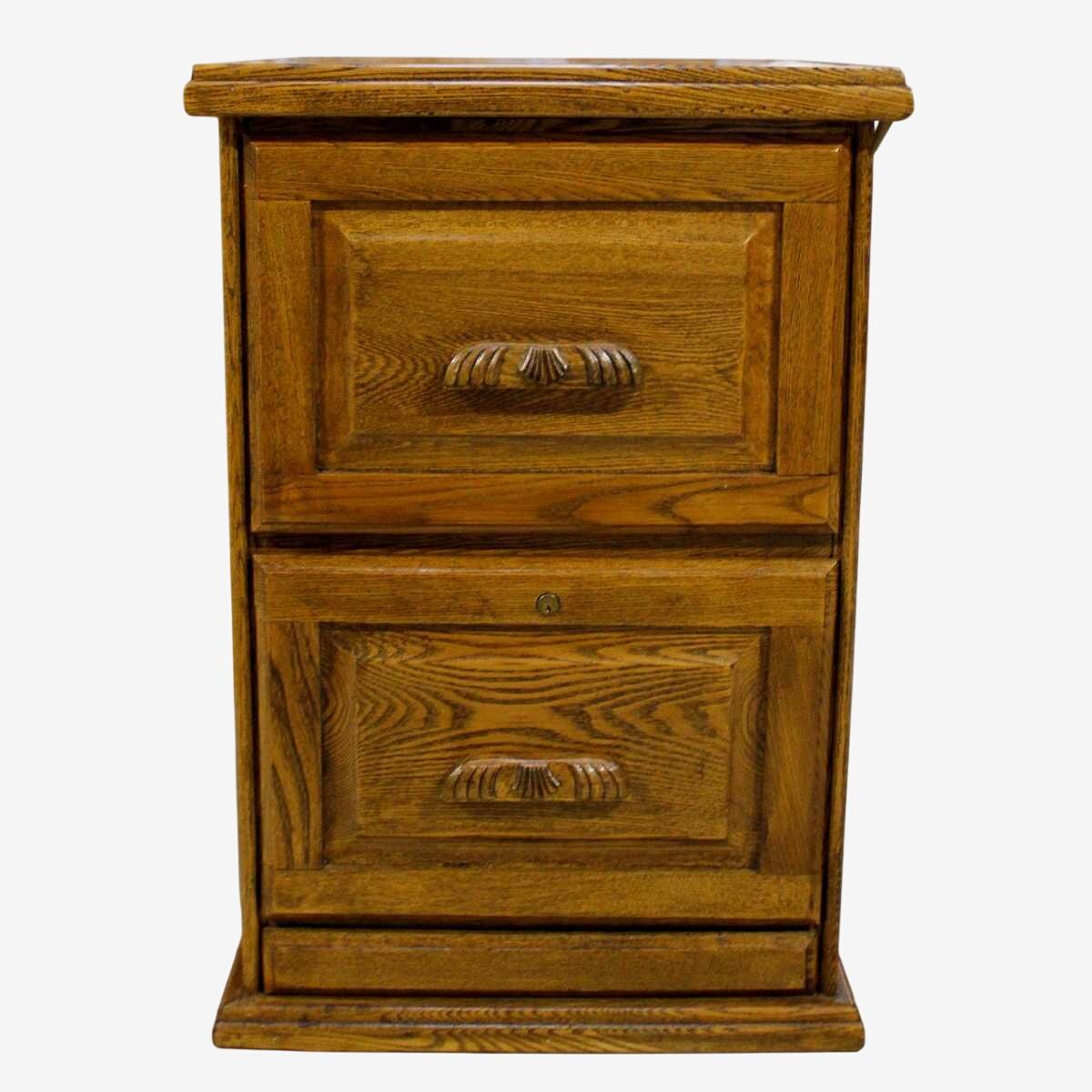 Oak 2 Drawer File Cabinet w/Carved Handles - $327 | Kashew | Kashew