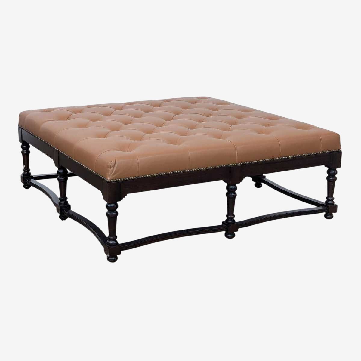 Classic Leather Tufted Square Ottoman | Kashew