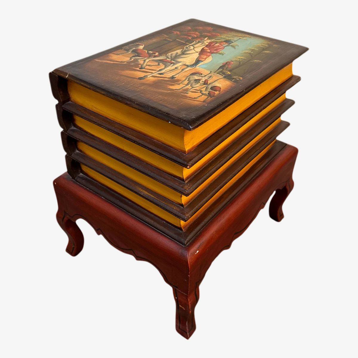 Vintage Faux Book Stack Cabinet Table - $799 | Kashew | Kashew