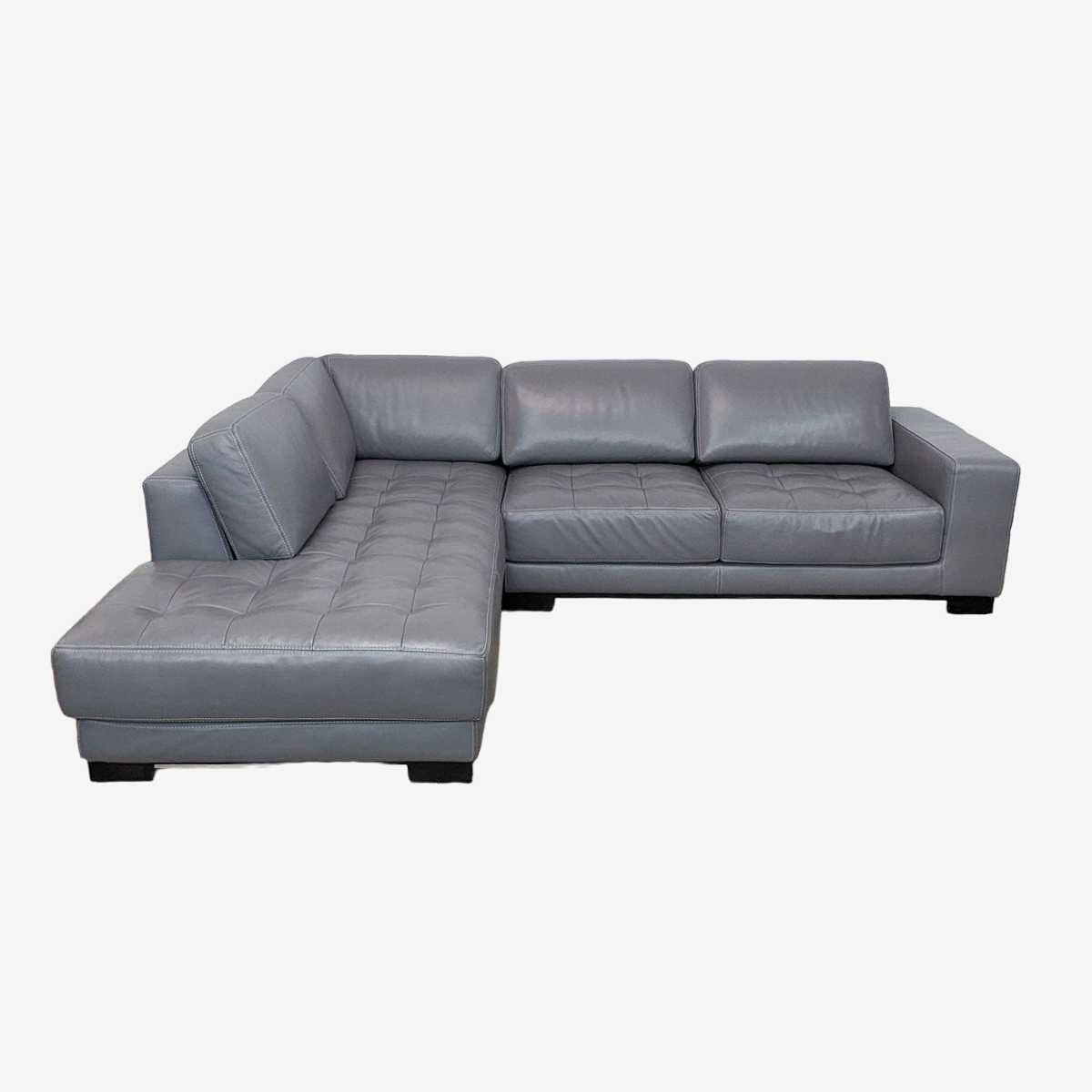 Grey Leather Sectional Sofa by W. Schillig Kashew