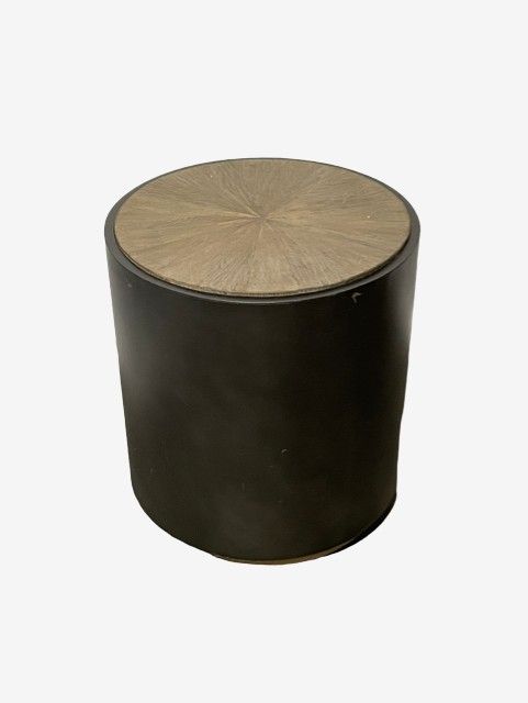 Zain Rustic Lodge Radial Top Elm Black Banded Round Side Table HOP104-2 ...