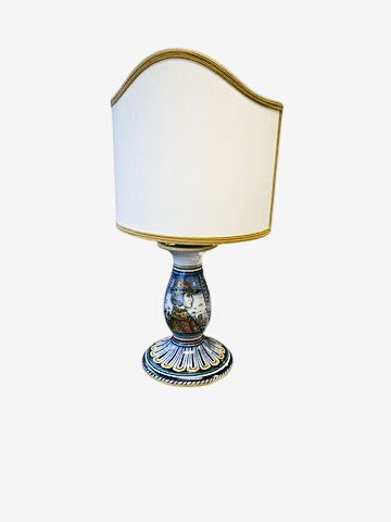 Italian Deruta Table Lamp by Artist A.Binaglia & Signed w/Custom Shade ...