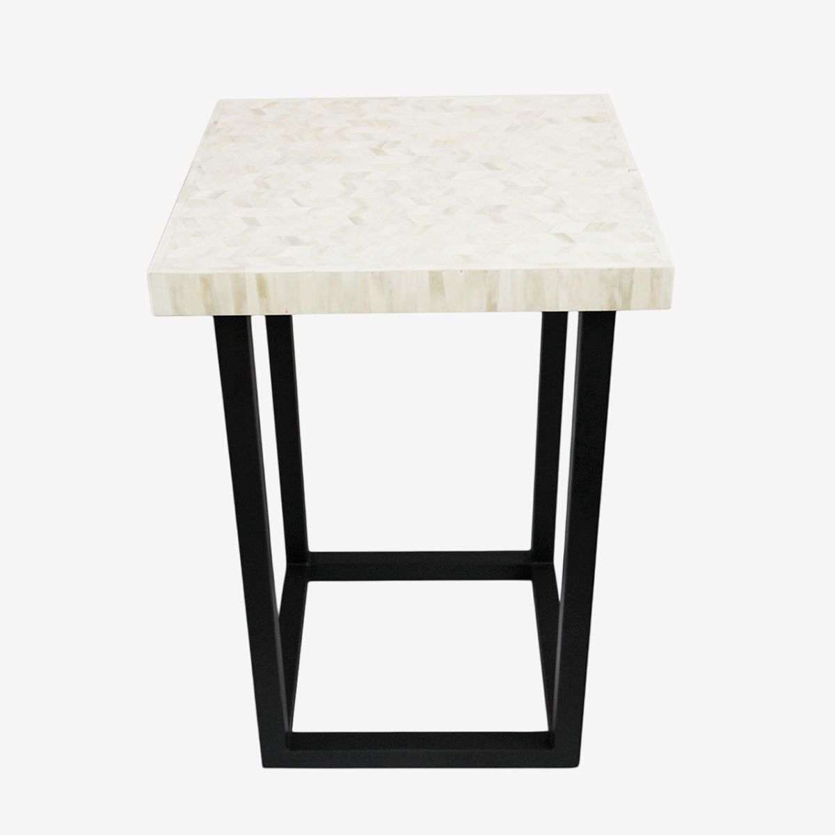 White Herringbone Inlay Side Table - $1238 | Kashew | Kashew