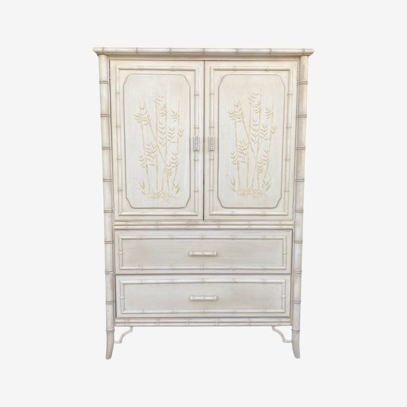 Vintage Faux Bamboo Armoire Dresser by Dixie Aloha Collection - Creamy ...