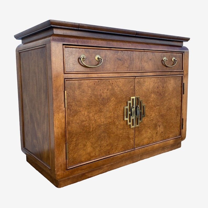 Vintage Chinoiserie Server by Century Hua Chin with Burl Wood and ...