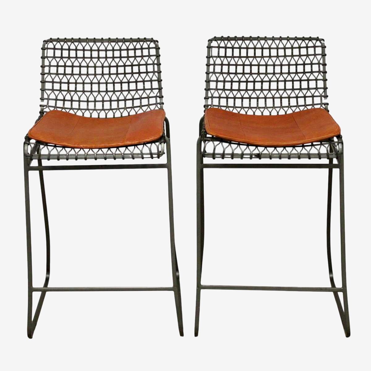 Crate & Barrel Pair of 'Tig' Metal Counter Stools | Kashew