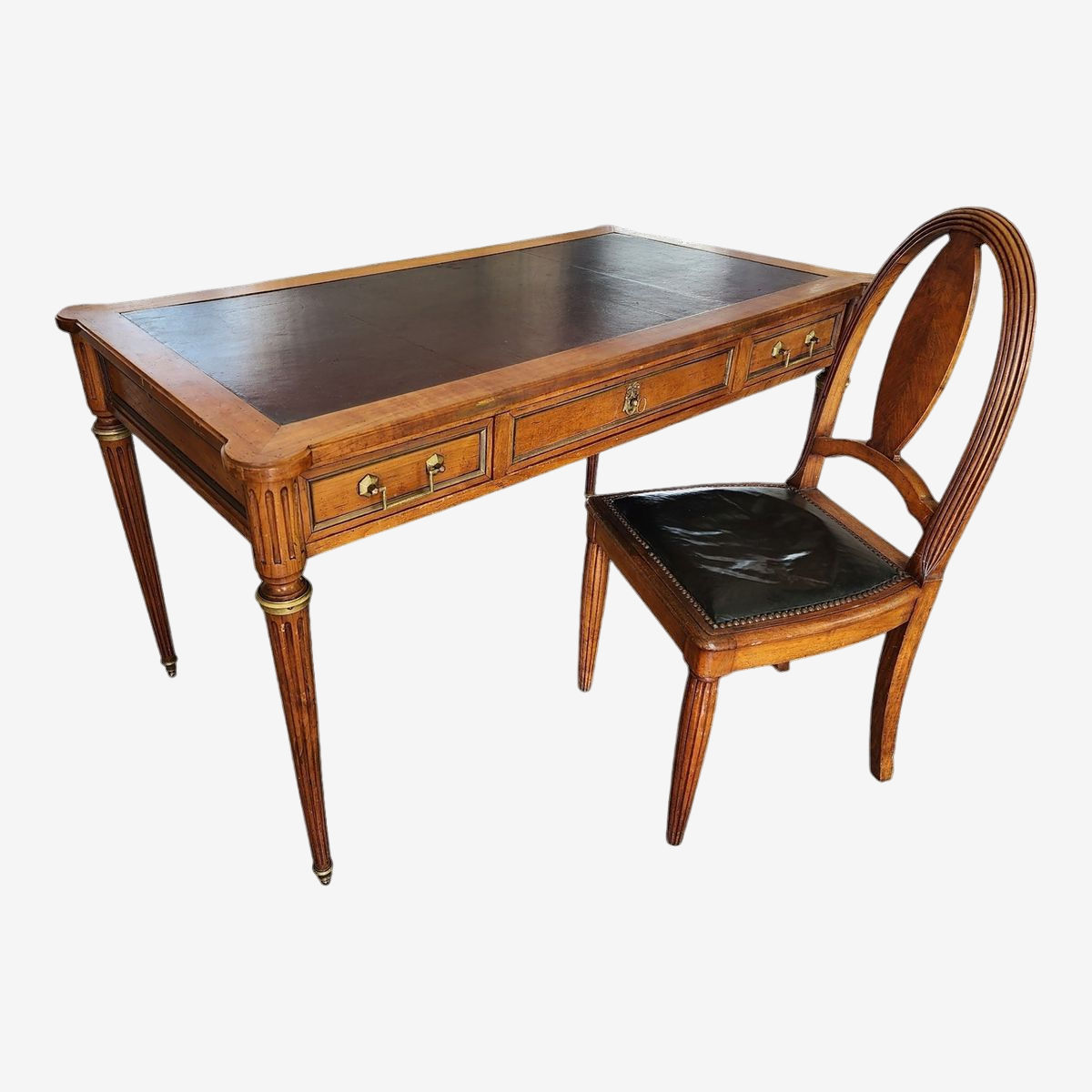 Antique Louis Philippe Leather Topped Writing Desk and Chair - $3650 ...