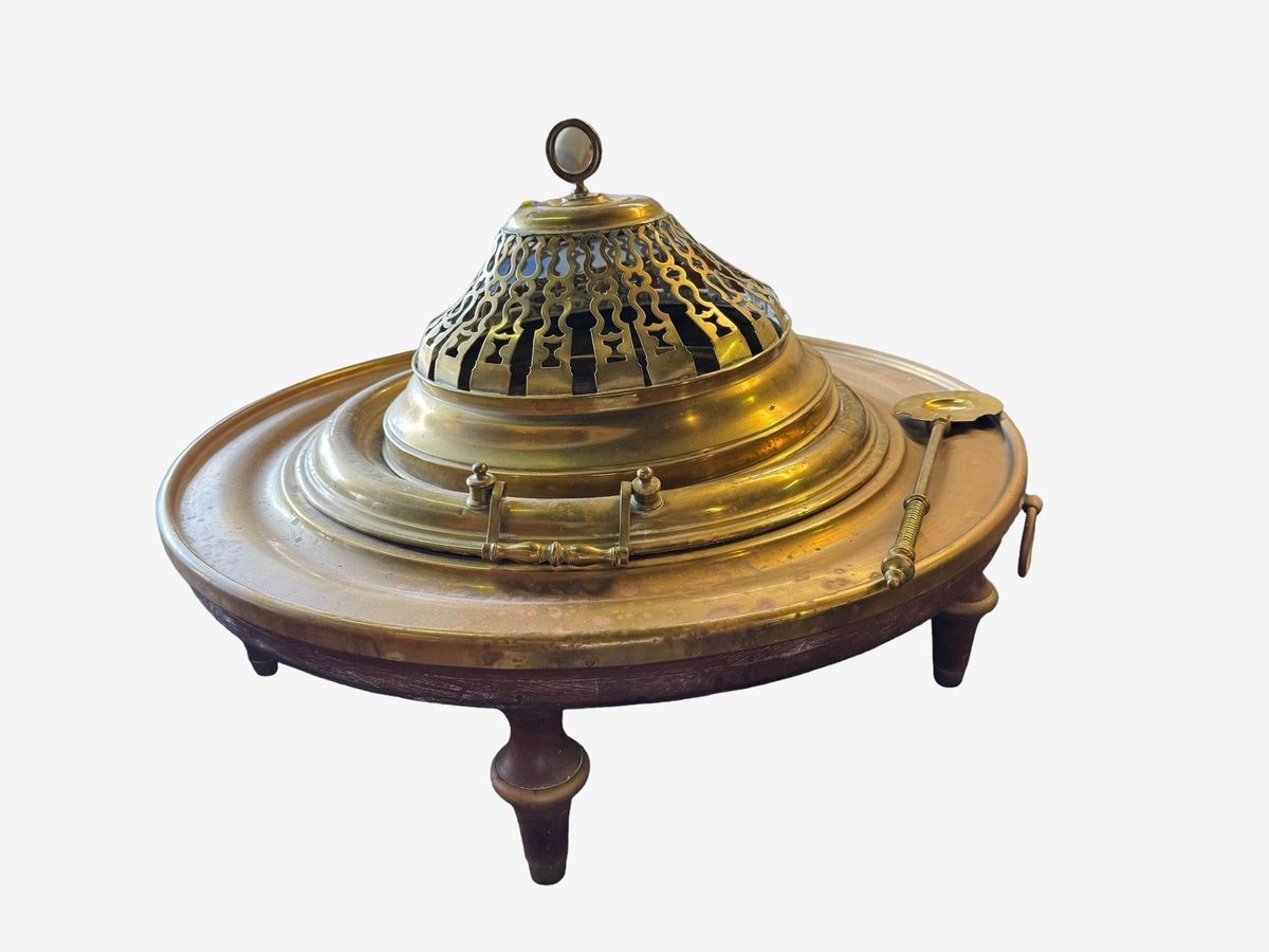 Brass Fire Pit Open Oven Classic Brazier w Openwork Lid & Shovel EK221 ...