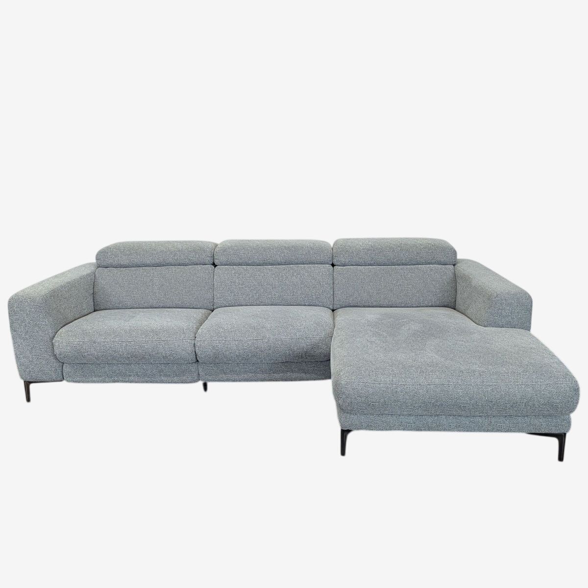 Living Spaces Maddie Modern Gray Sectional Sofa with Power Recliner and ...