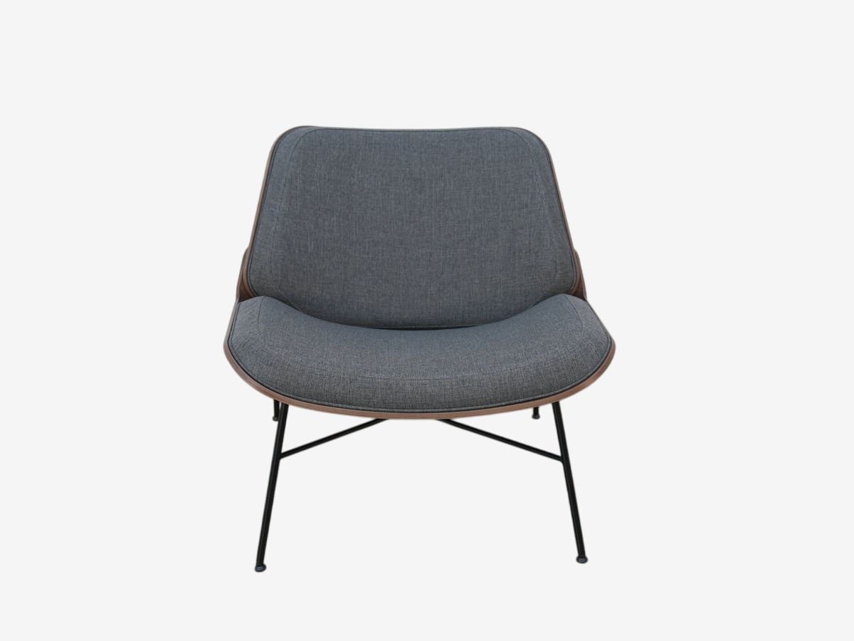 Burrow Vesper Wood & Fabric Lounge Chair Charcoal/Walnut | Kashew