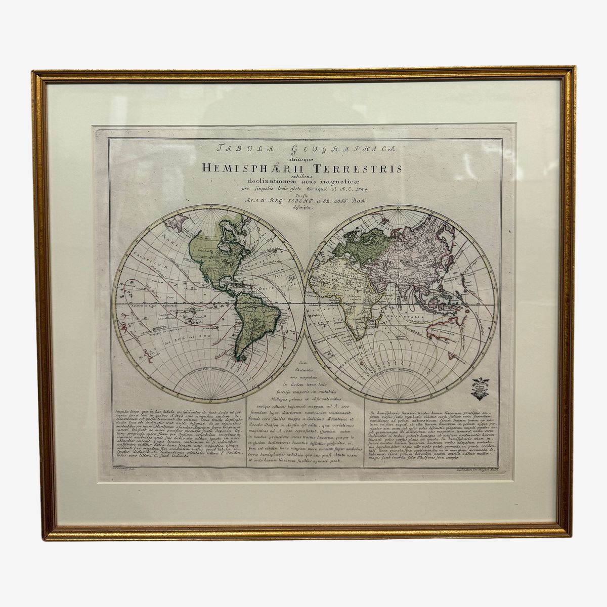 Vintage Prussian Double Hemisphere 1750's Map, Sanders of Oxford | Kashew