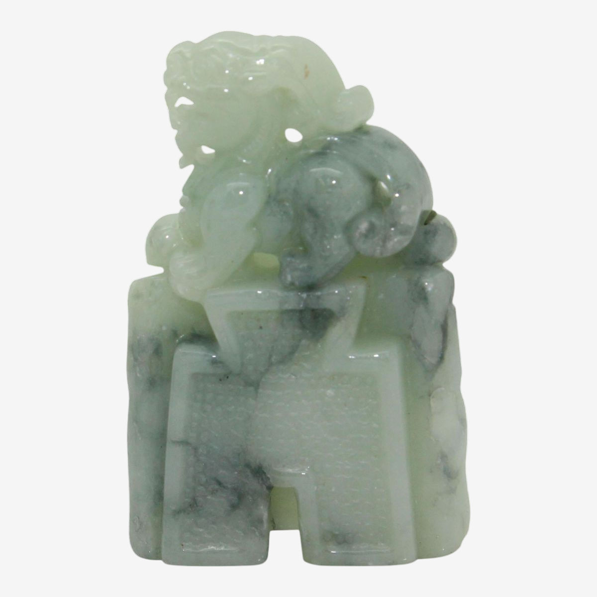 Table Top Carved Natural Green Jade Feng Shui Pixie Bell Figure ...