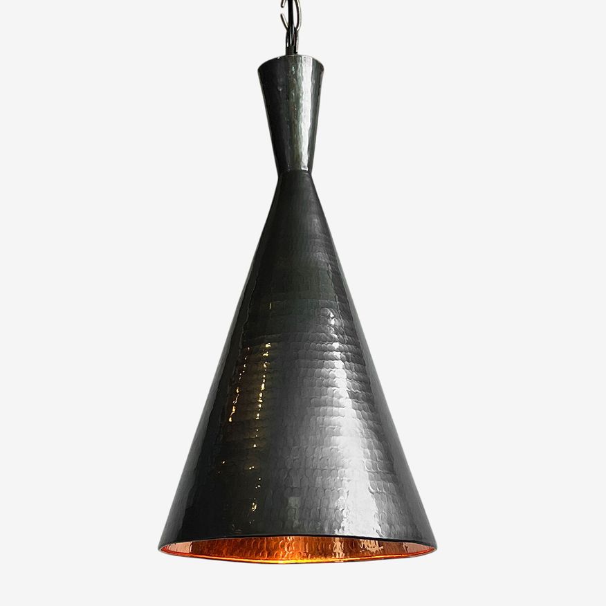 Hammered Copper Cone Bronzed Pendant Light | Kashew