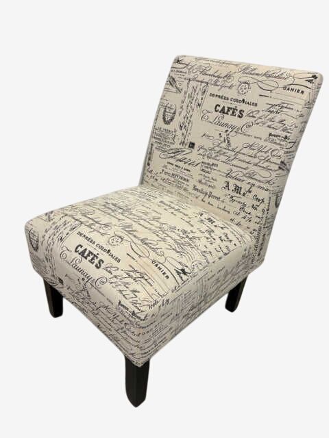 Linen French Script Accent Chair | Kashew