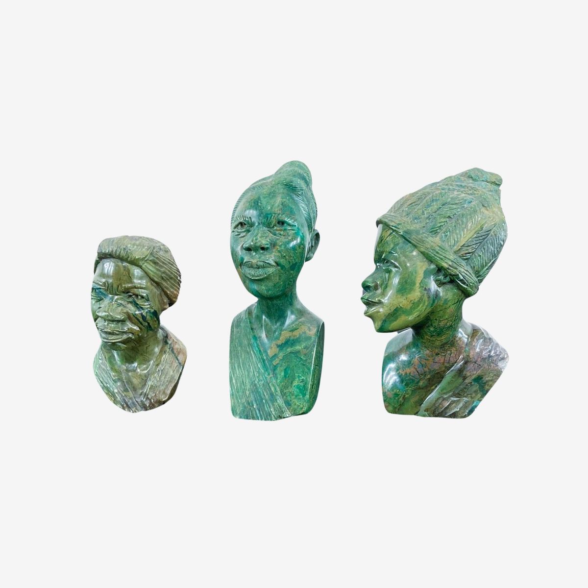 Set of 3 Shona Tribe Verdite Sculptures - $840 | Kashew | Kashew