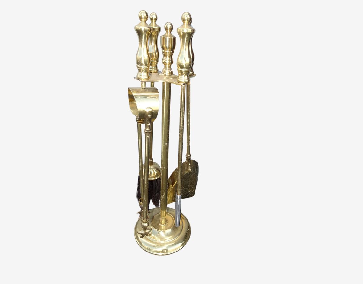 FP 12 Vintage French Country Gold Fireplace Tools w Four Tools - $361 ...